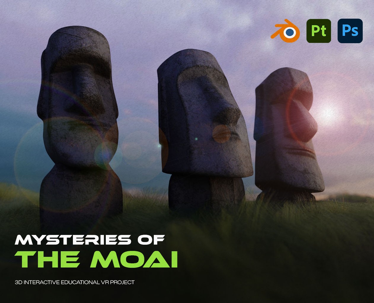 The Mysteries of the Moai Statues 3d Themed Scene — Dprofile